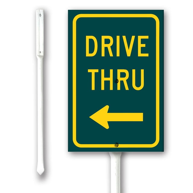 Yjiankangz Funny Drive Thru Left Arrow Yard Sign with Stakes 4.6inx6in ...