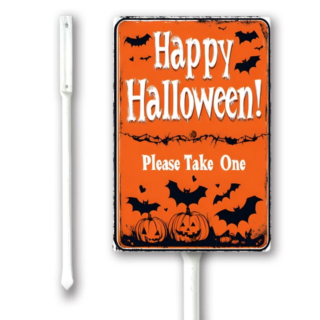 Yjiankangz Funny Happy Halloween Please Take One Yard Sign with Stakes ...