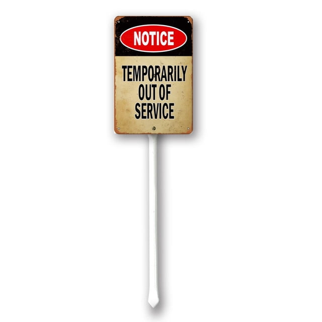 Yjiankangz Funny Notice Temporarily Out Of Service Sign Yard Art for ...