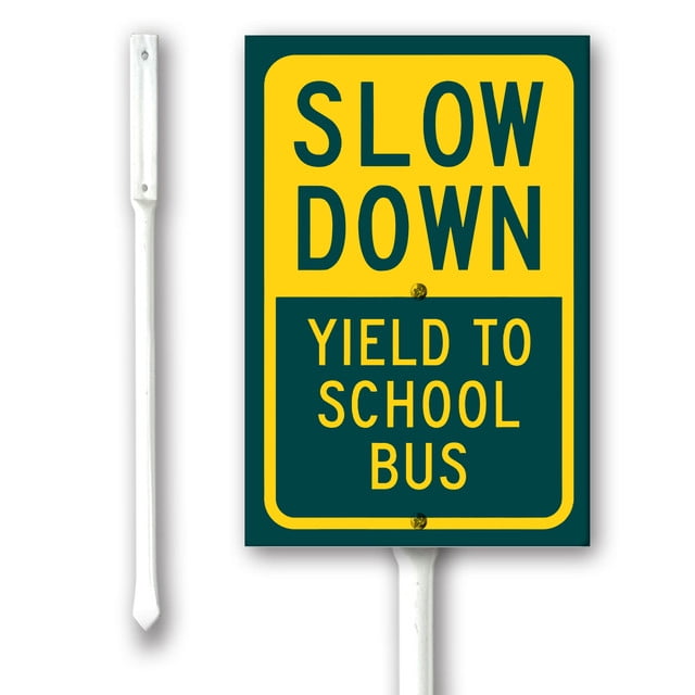 Yjiankangz Funny Slow Down Yield To School Bus Yard Sign with Stakes ...