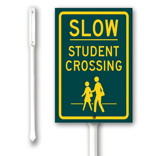 Yjiankangz Funny Slow Student Crossing Yard Sign with Stakes 4.6inx6in ...
