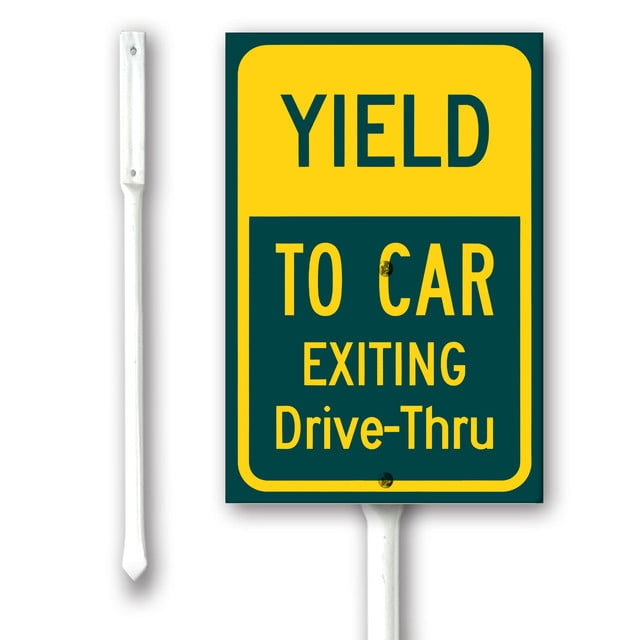Yjiankangz Funny Yield To Car Exiting Drive Thru Yard Sign with Stakes ...