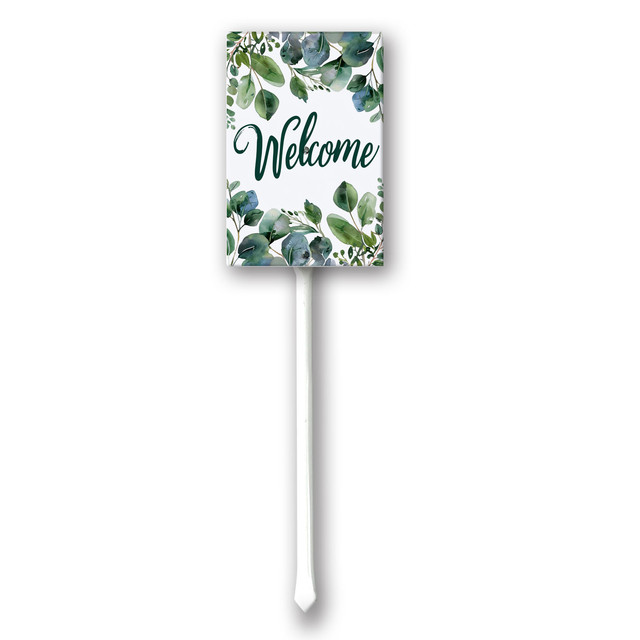 Yjiankangz Garden Stake Decorative Welcome Sign Watercolor Greenery and ...