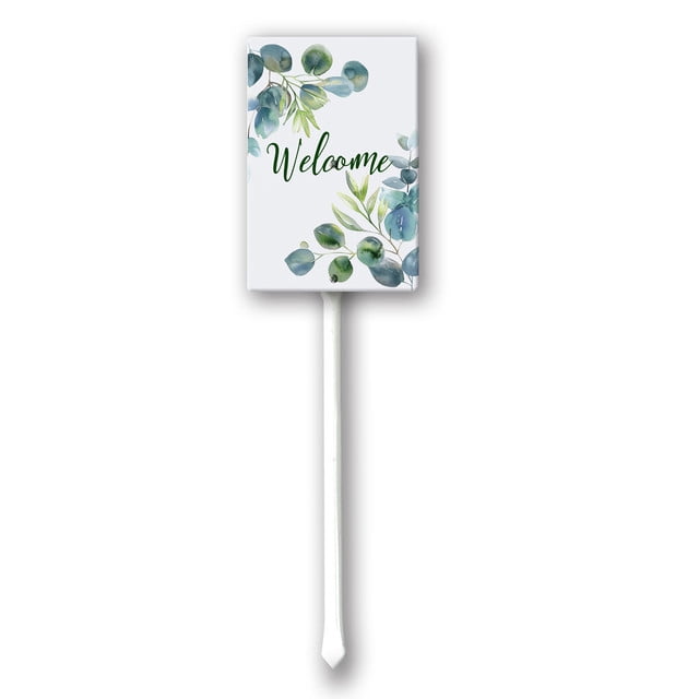 Yjiankangz Garden Stake Decorative Welcome Sign Watercolor Greenery and ...
