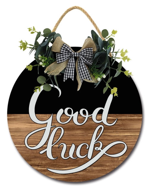 Yjiankangz Good Luck Wood Sign Rustic Farmhouse Style Plaque 11 Inches ...