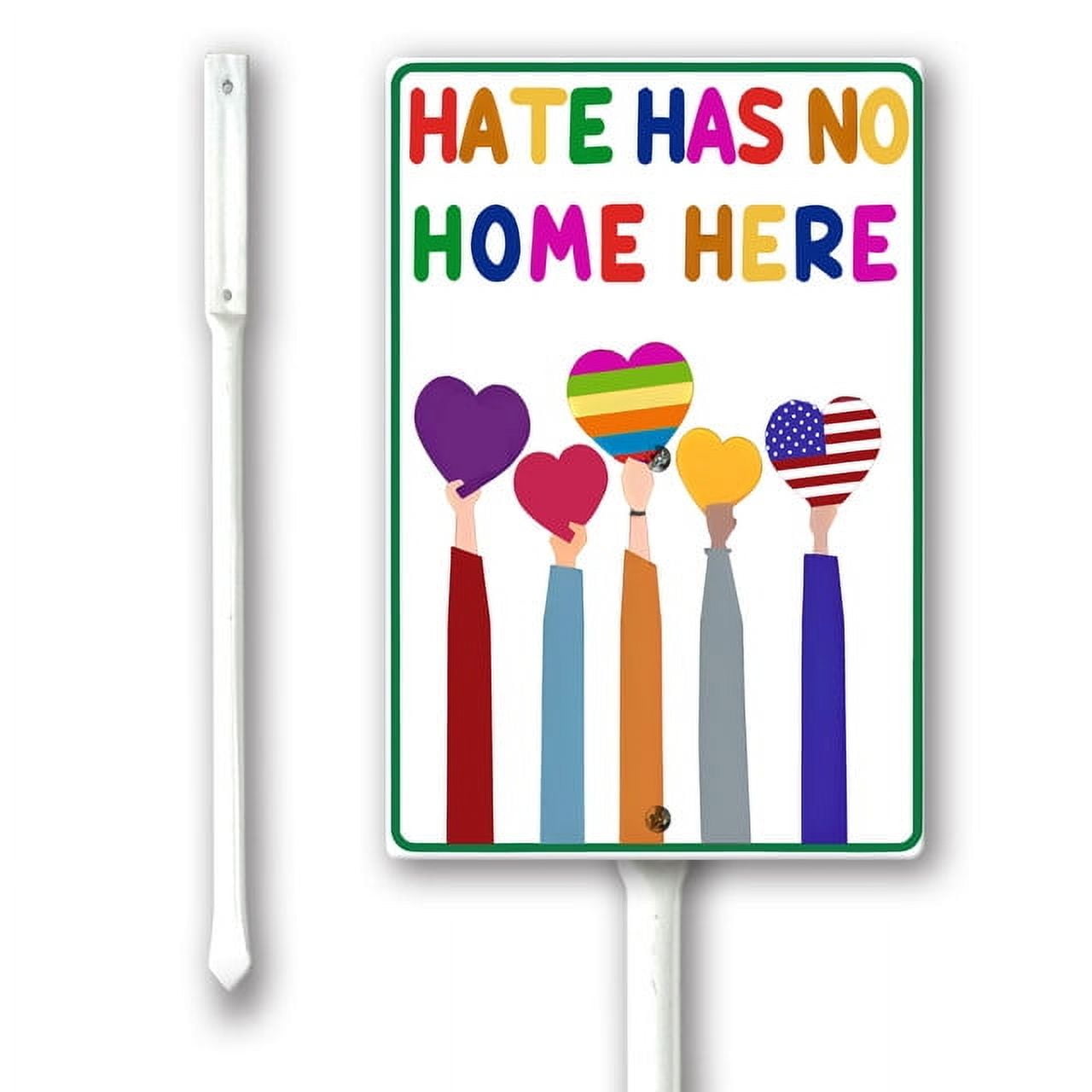 Yjiankangz Hate Has No Home Here Yard Sign With Stakes 4.6x6 inch ...