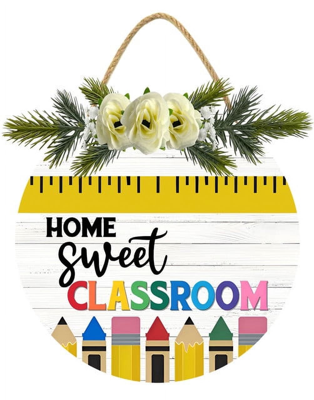Yjiankangz Home Sweet Classroom 001 Sign for Front Door Rustic Round ...