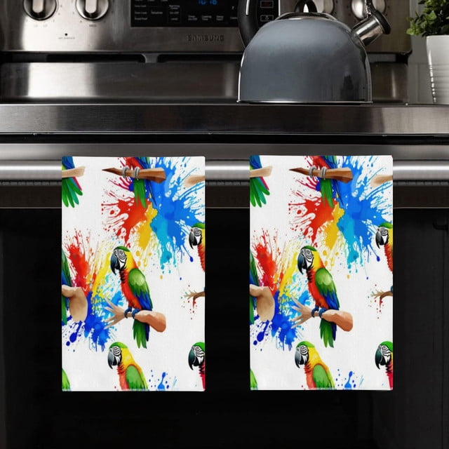 Yjiankangz Kitchen Dish Towels Water Color Parrot Pattern Repeat ...