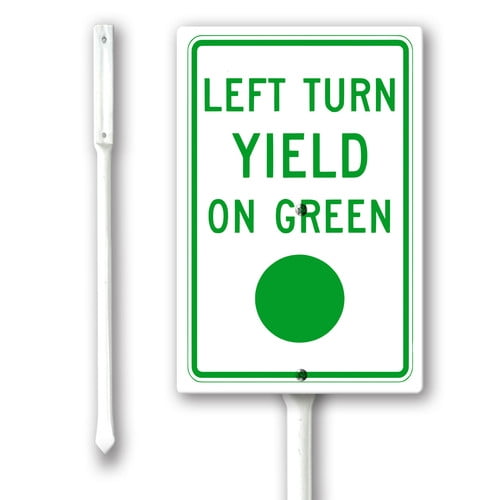 Yjiankangz Left Turn Yield On Green Yard Sign,Traffic Parking ...