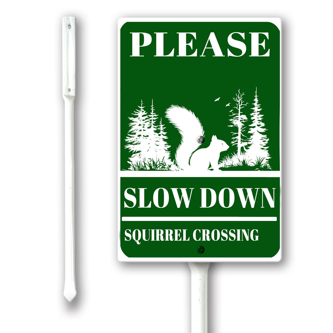 Yjiankangz Please Slow Down Squirrel Crossing Yard Sign With Stakes 7x8.8 inch,Aluminum Sign for ...