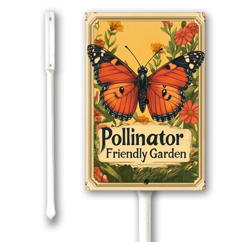 Yjiankangz Pollinator Friendly Garden Yard Sign Natural Garden Decor 4 ...