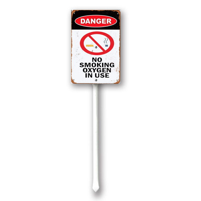 Yjiankangz Retro 4.6x6 In Danger Sign No Smoking Oxygen In Use Yard Art ...