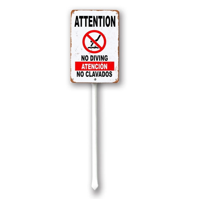 Yjiankangz Retro 8x12 In Attention Sign No Diving Atencion No Clavados ...