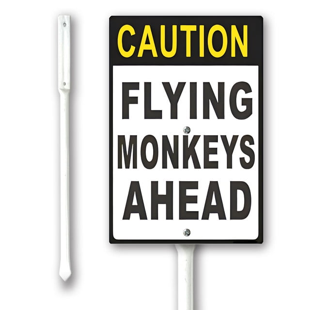 Yjiankangz Retro Caution Flying Monkeys Ahead Yard Sign with Stakes ...