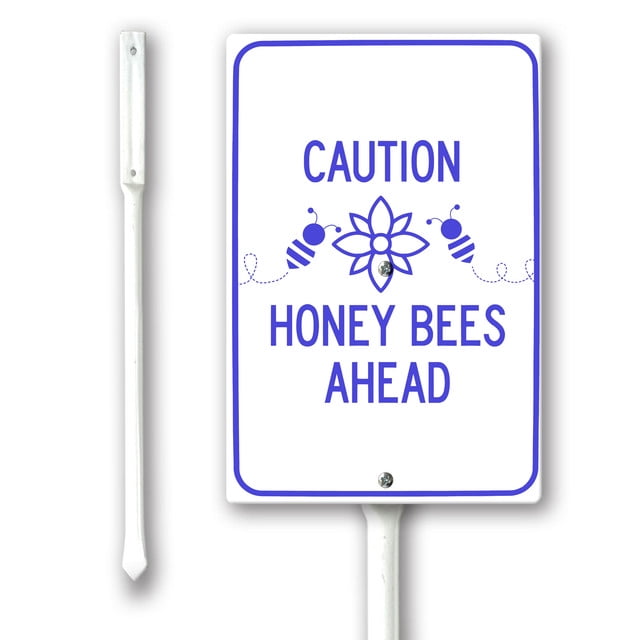 Yjiankangz Retro Caution Honey Bees Ahead Yard Sign with Stakes ...