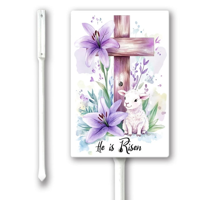 Yjiankangz Retro Easter He Is Risen Easter Cross Yard Sign 8x12 Inch ...