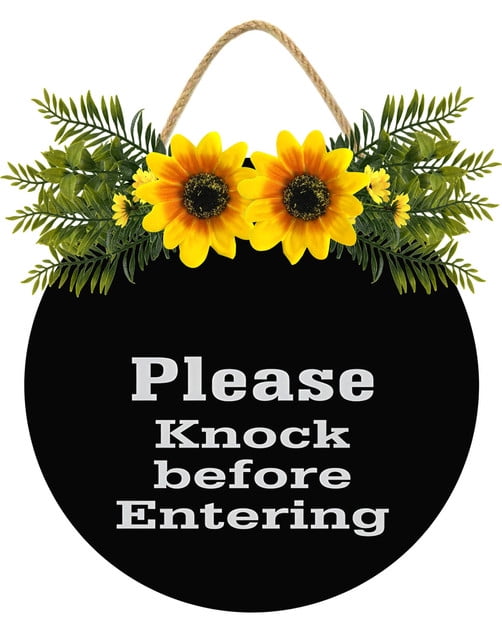 Yjiankangz Round 11 Inch Please Knock Before Entering Wood Sign Decor ...