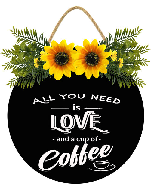 Yjiankangz Round 12 Inch All You Need Is Love And A Cup Of Coffe Wood ...