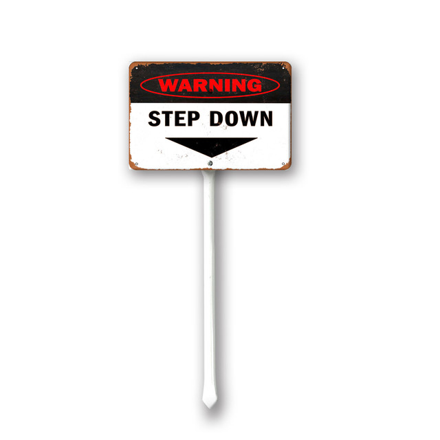 Yjiankangz Warning Step Down Sign 8x12 inch with Stake Yard Art for ...