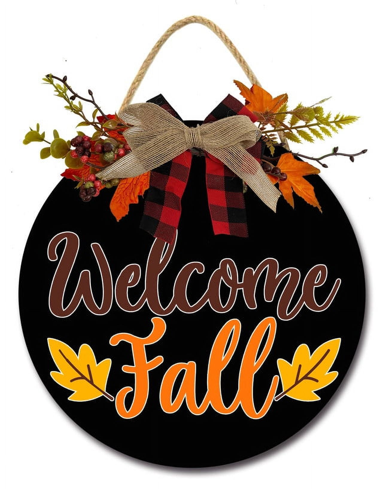 Yjiankangz Welcome Fall Sign for Front Door Hanging Seasons Sign ...