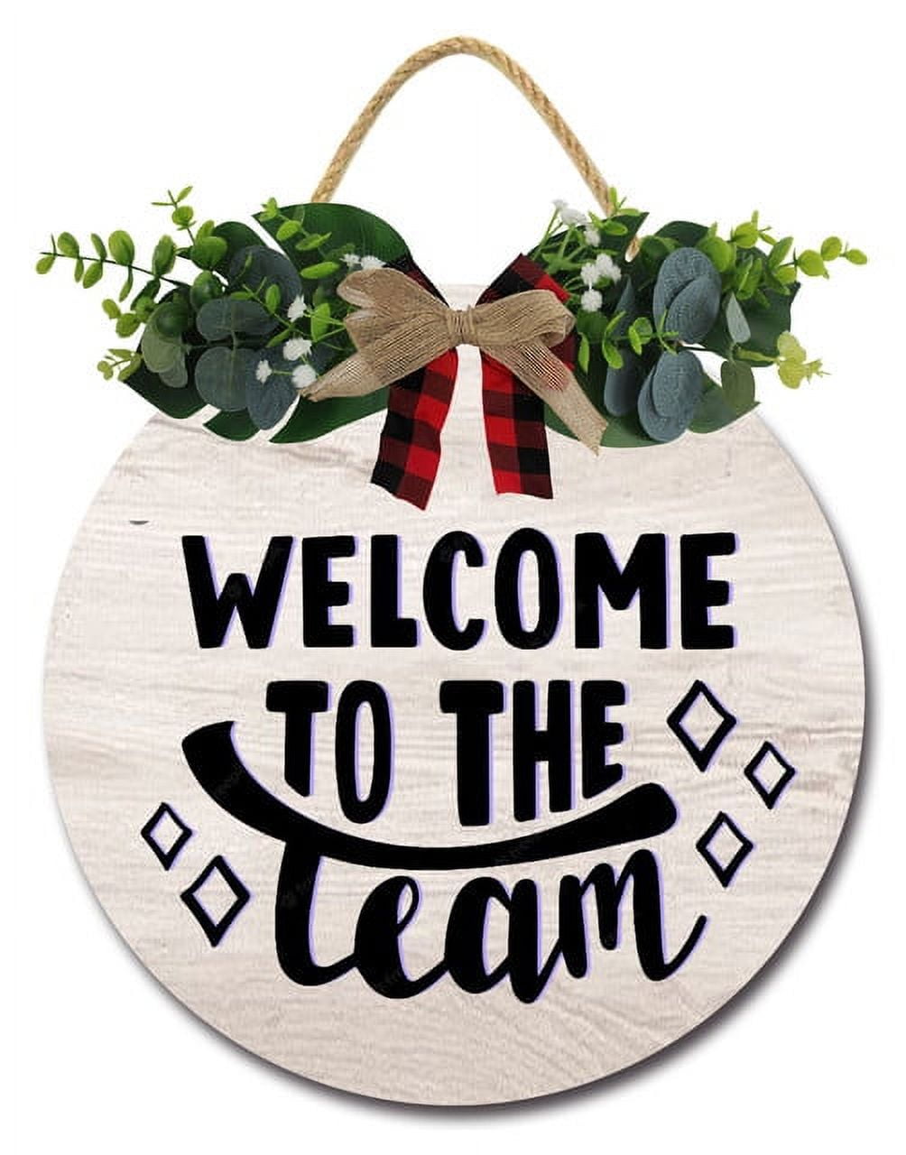 Yjiankangz Welcome Team Wood Sign Rustic Farmhouse Style Plaque 12 ...