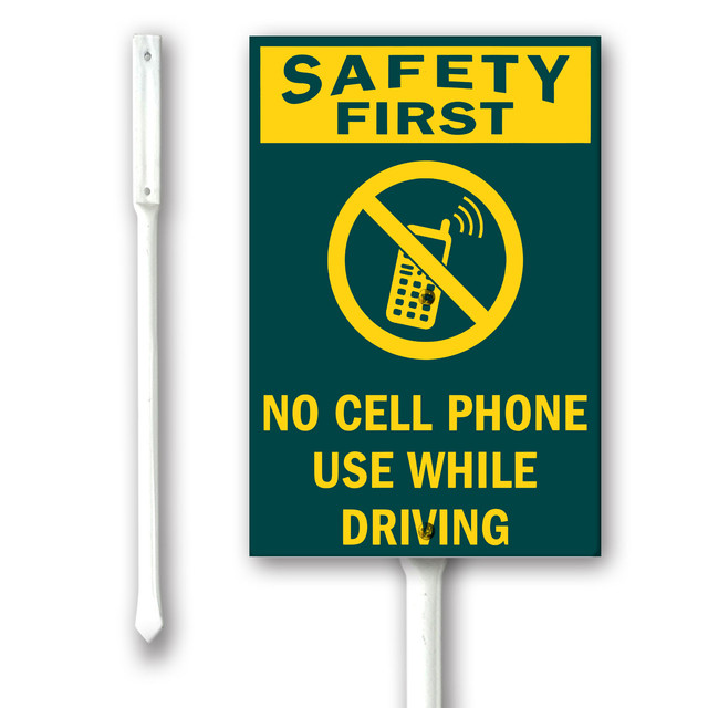 Yjiankangz Yard Sign 7x8.8inch Safety First No Cell Phone Use While ...