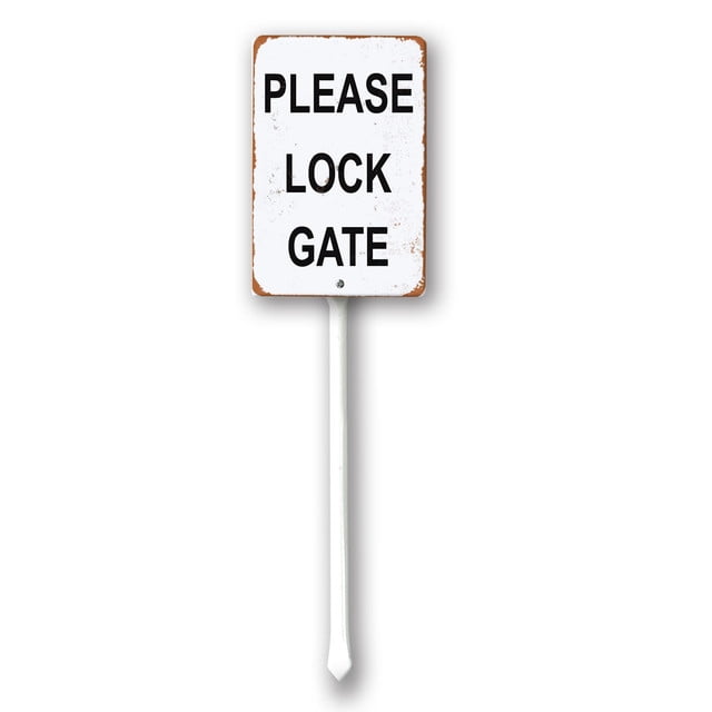 Yjiankangz Yard Sign With Stake Please Lock Gate 01 Aluminium Sign ...