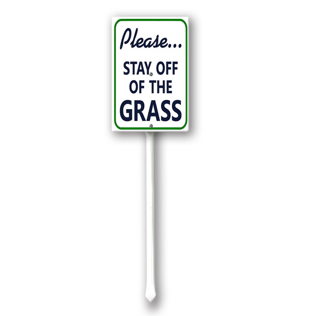 Yjiankangz Yard Signs, Please Stay Off Of The Grass Yard Door Metal ...