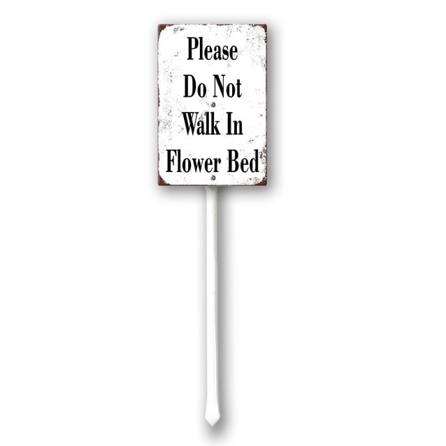 Yjiankangz Yard Signs, Please Do Not Walk In Flower Bed Yard Door Metal ...