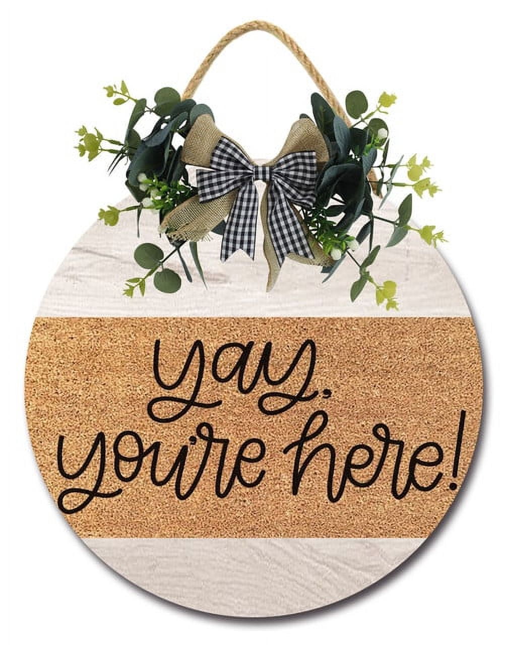 Yjiankangz Yay Youre Here Wood Sign Rustic Farmhouse Style Plaque 12 ...
