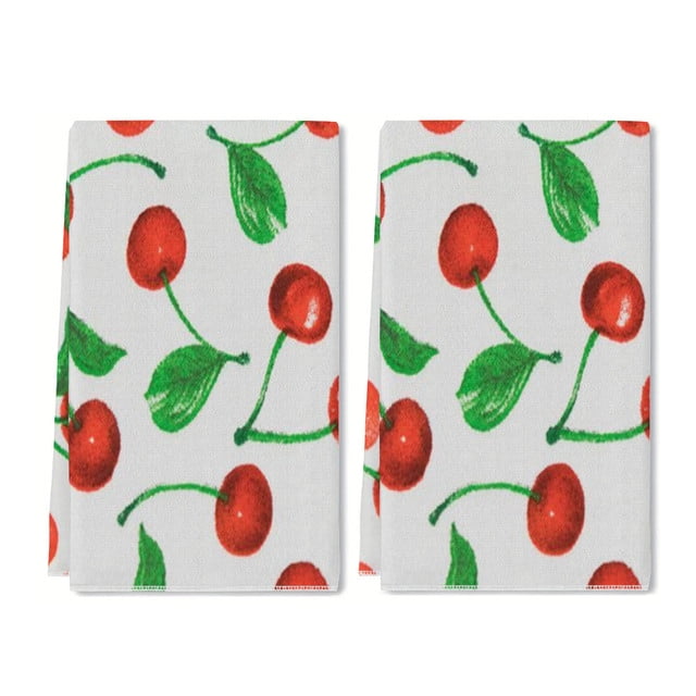 Yjiankangzg Kitchen Towels Set of 2, Carton Cherry Dish Towels 16x24 ...