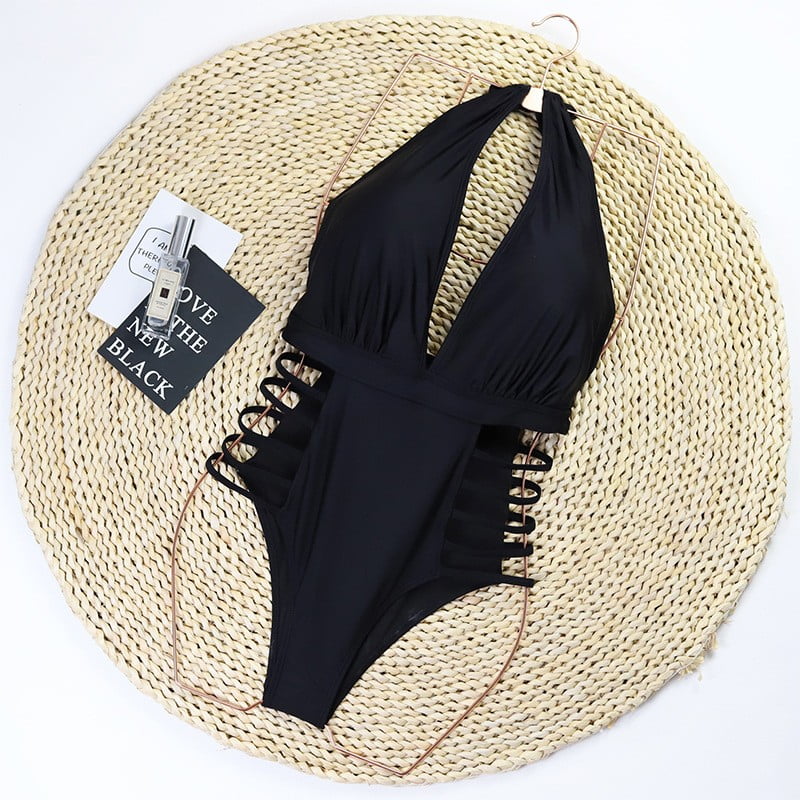 Ykohkofe One Piece Swimsuit Women Hanging Neck High Cut Cheeky Bathing