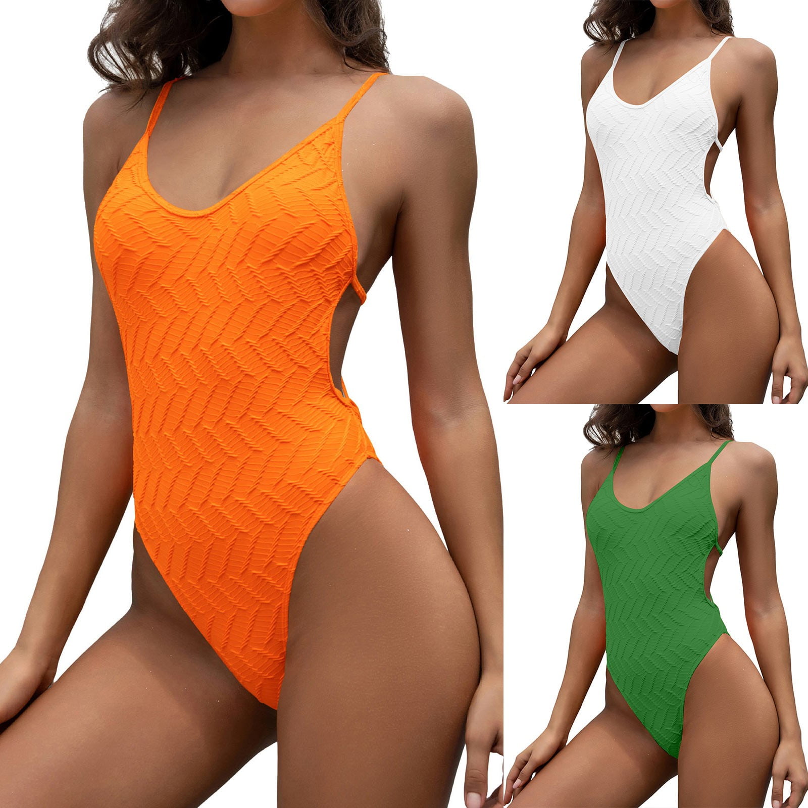 Ykohkofe Plus Size Swimsuit For Women Sexy Solid Push Up Bikini One