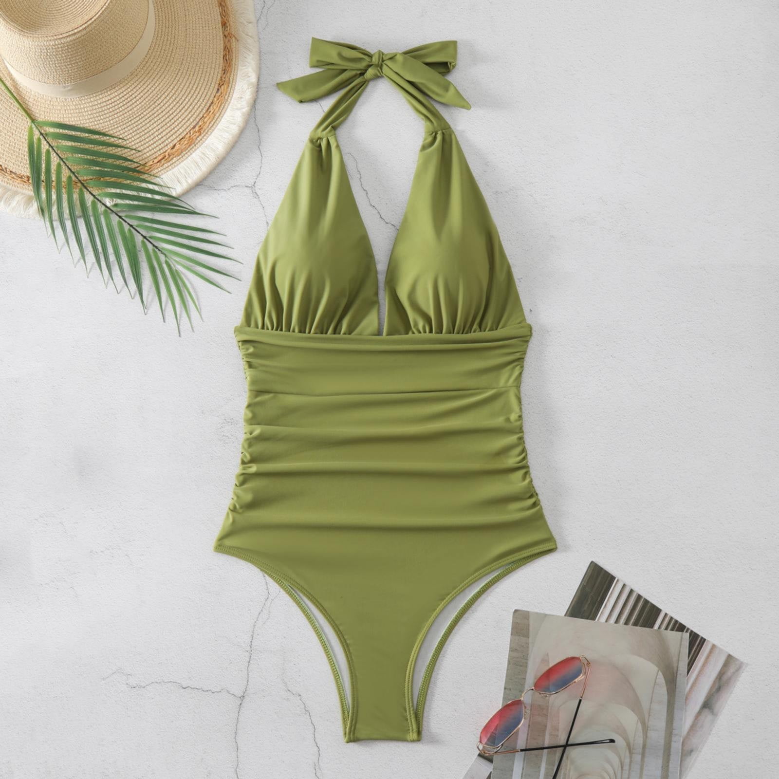 Ykohkofe Swimsuit Women Hanging Neck Womens One Piece Swimsuits Color