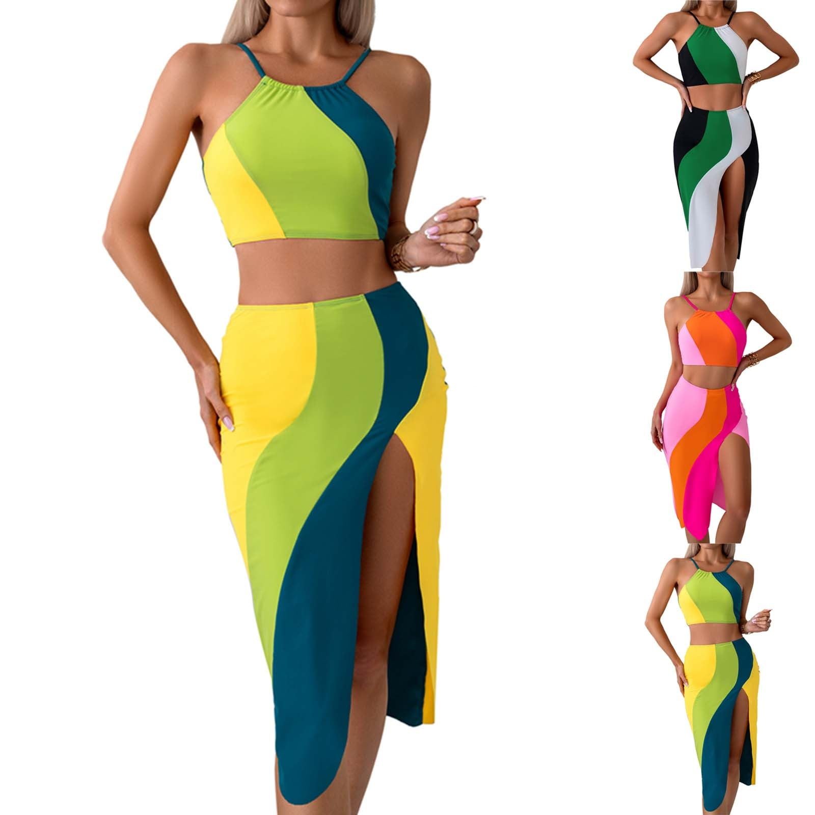 Ykohkofe Two Piece Swimsuit For Women Tummy Control Bathing Suits Color