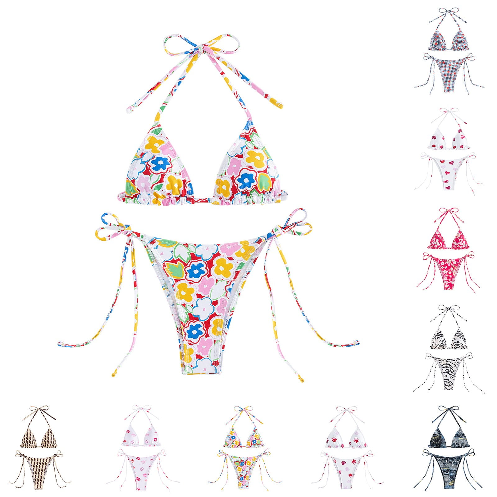 Ykohkofe Two Piece Swimsuit For Women Sexy Halter Tie Bikini With