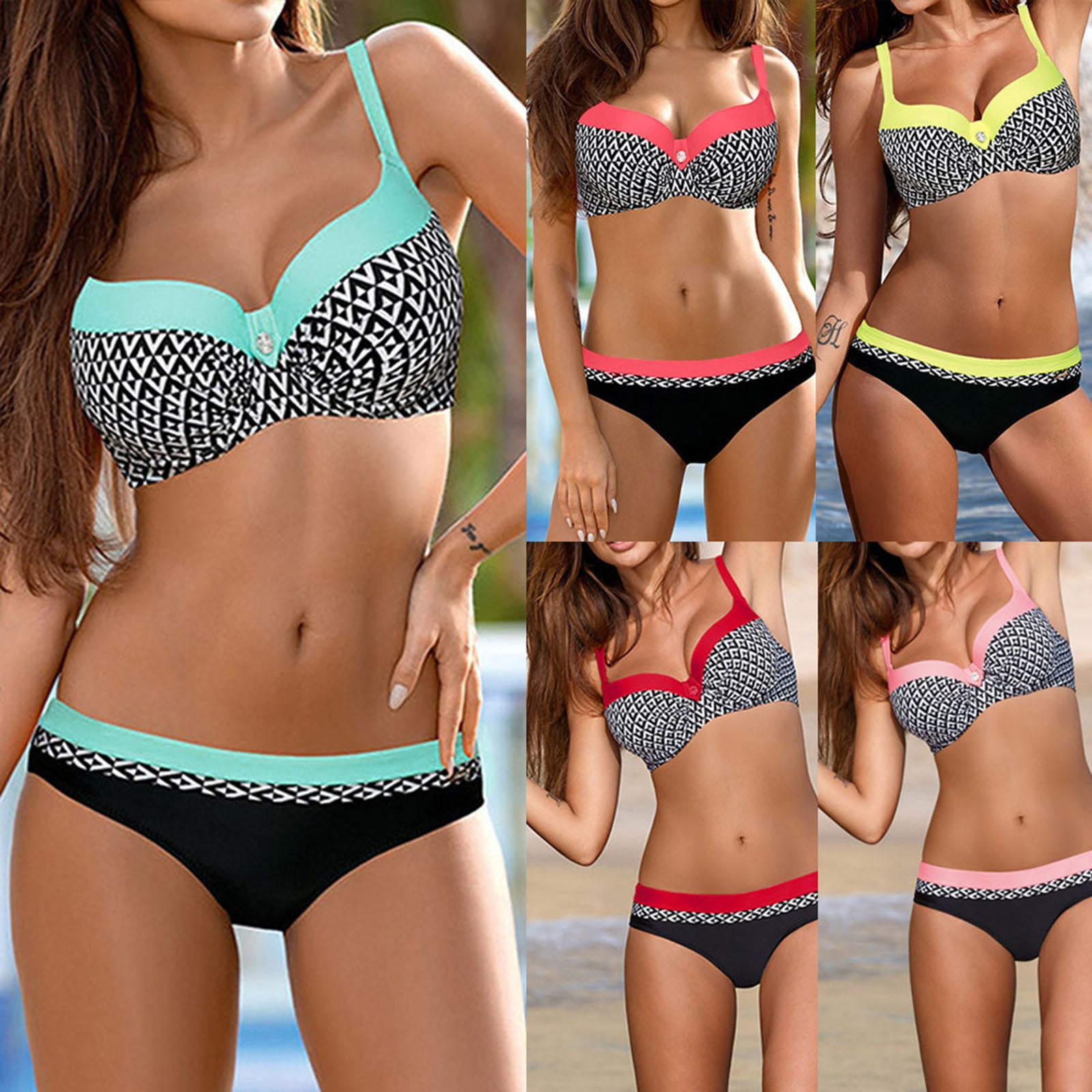 Ykohkofe Womens Bikini Sets High Waisted Bathing Suits Two Piece