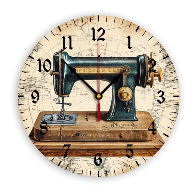 YladaFaie 10 Inch Sewing Room Clocks Sewing Machine Wall Clock Silent ...