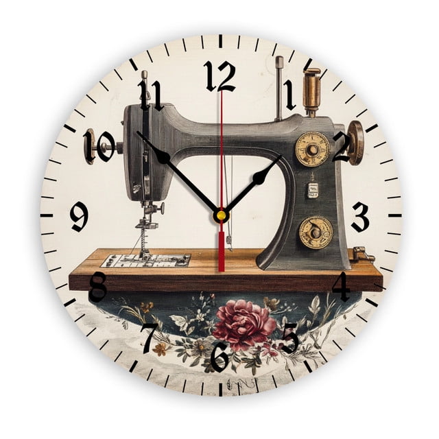 YladaFaie 10 Inch Sewing Room Clocks Sewing Machine Wall Clock Silent ...
