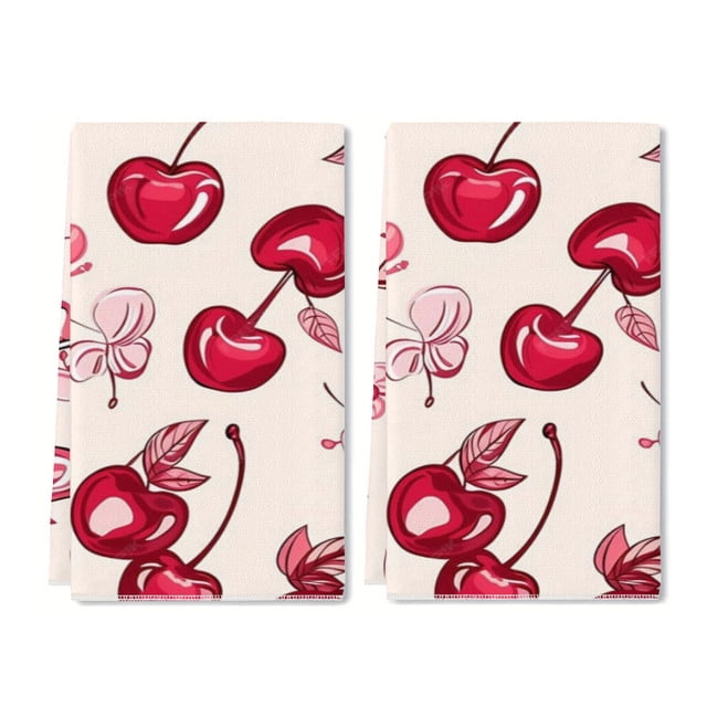 YladaFaie 16 x 24 Inch Coquette Cherry Bow Pattern Kitchen Towels Dish ...