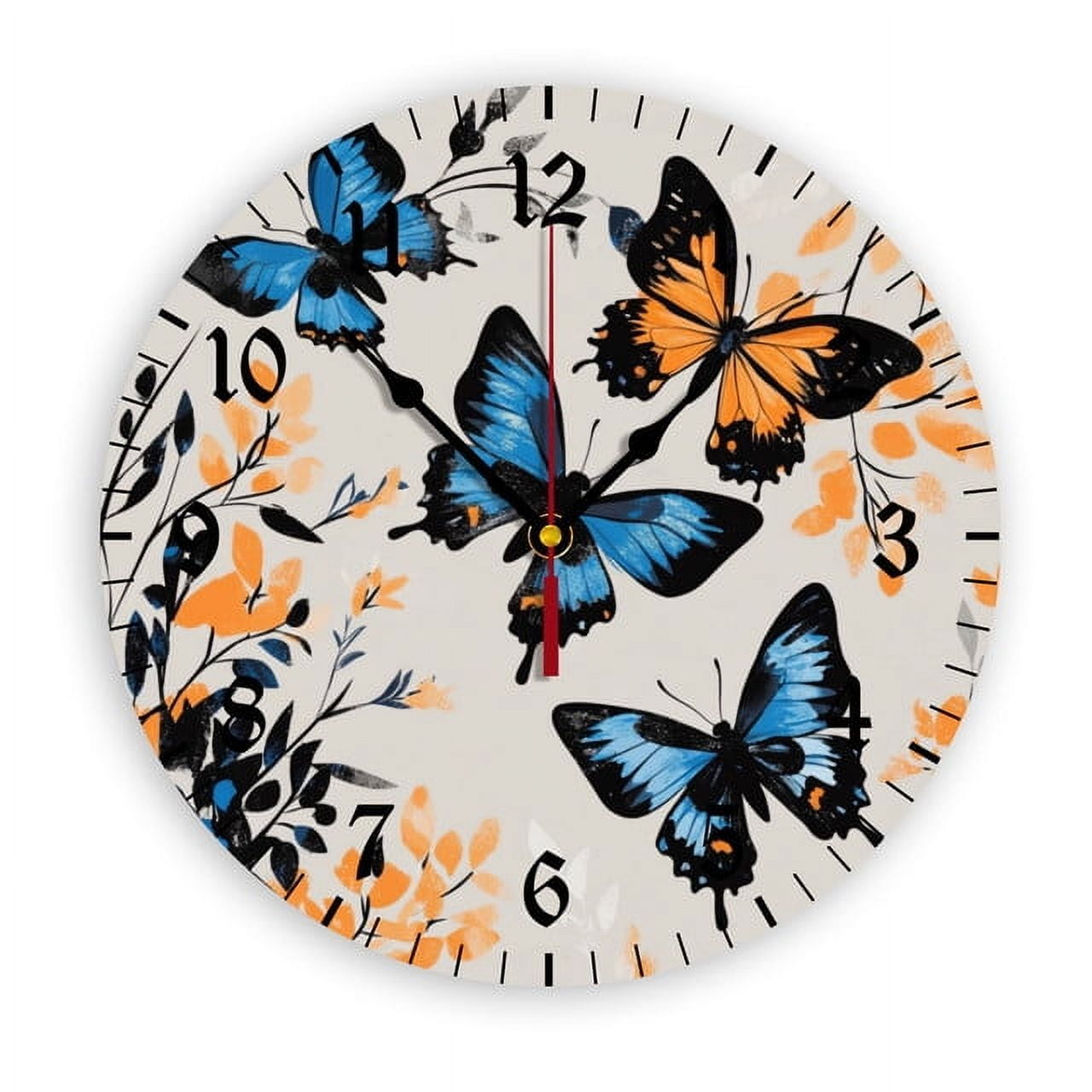 YladaFaie Butterflies Kitchen Home 10 Inch Silent Vintage Design Round ...