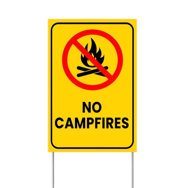 YladaFaie No Campfires Yard Sign 12x18inch with Metal H-Stake,No ...