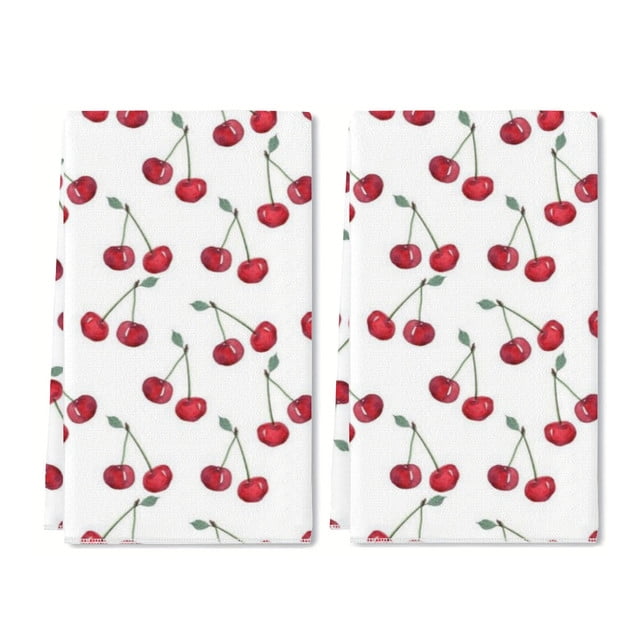 YladaFaie Cherry Pattern Kitchen Towels, 2 Pack Wreath Tea Dish Towels ...