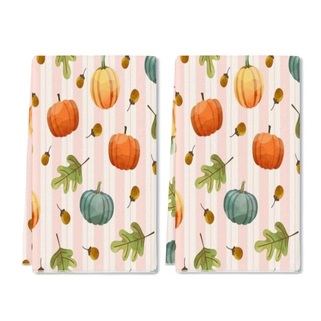 YladaFaie Fall Pumpkin Pattern Kitchen Towels Dish Towels Set of 2,Hand ...