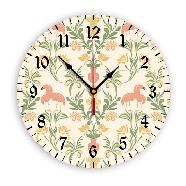 YladaFaie Flamingo Wall Clocks Kitchen Home 10 Inch Silent Vintage ...