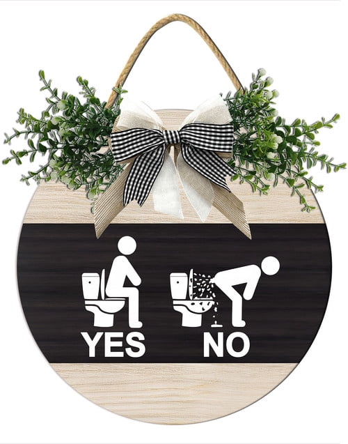 YladaFaie Funny Bathroom Rules Sign Farmhouse Bathroom Wall Decor ...