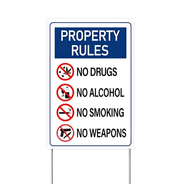 YladaFaie Property Rules Sign No Alcohol, No Drugs, No Weapons, No ...
