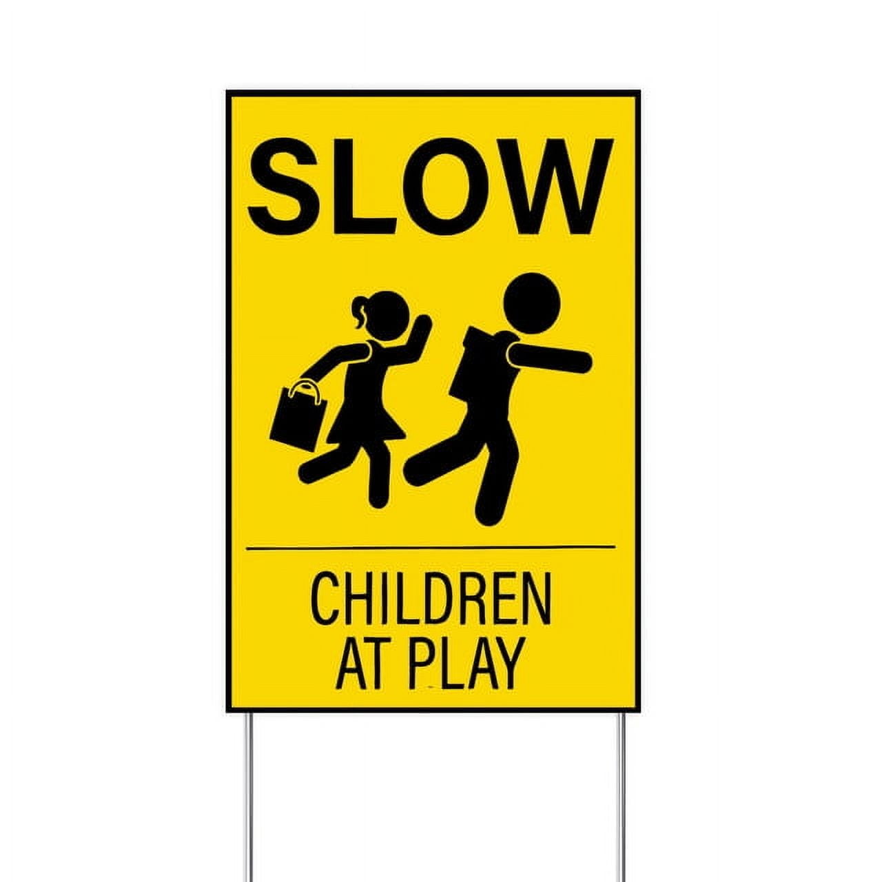 YladaFaie Slow Children At Play Sign with Stake 12x18inch Yard Sign ...