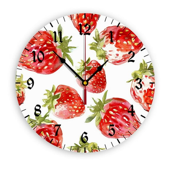 YladaFaie Strawberry Clock Wall Decor Battery Operated Floral Clocks ...