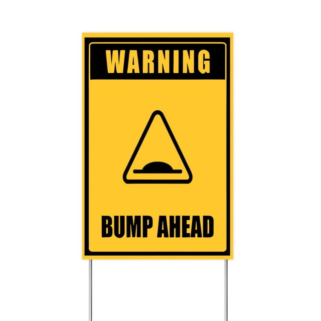 YladaFaie Warning Bump Ahead Sign with H-Stake 12x18 inch,Down Speed ...